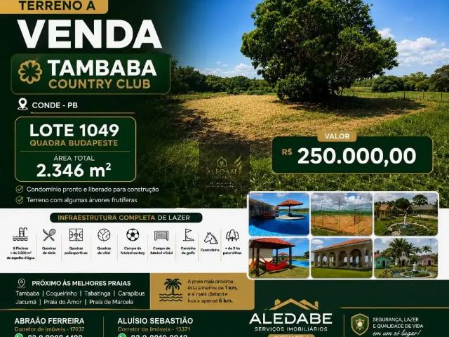Terreno / Lote para Venda em Conde/PB Tambaba