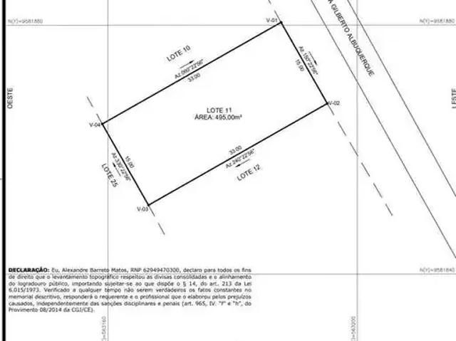 Terreno / Lote para Venda em Fortaleza/CE Sabiaguaba