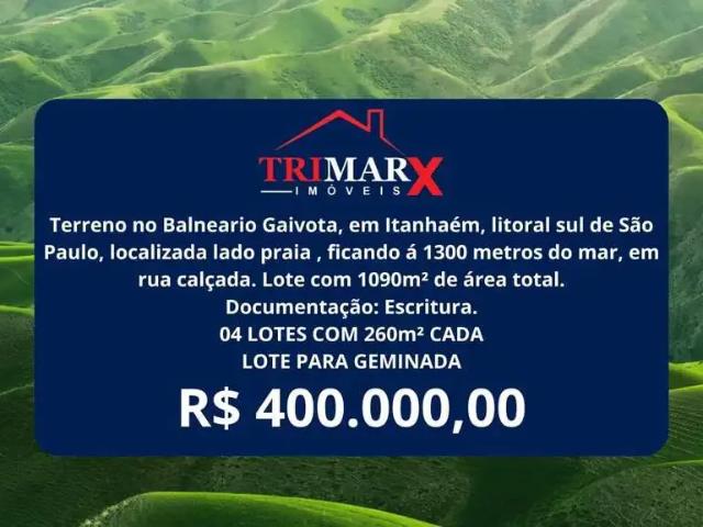 Terreno / Lote para Venda em Itanhaém/SP Gaivota Praia