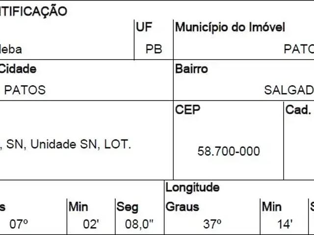 Terreno / Lote para Venda em Patos/PB Salgadinho