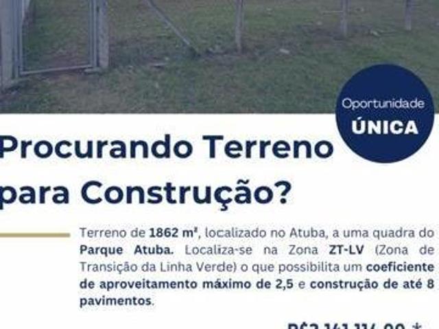 Terreno para construção a 1 quadra do Parque do Atuba