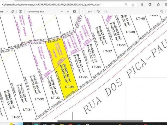 Terreno para venda em Chácara Das Garças de 561.00m²