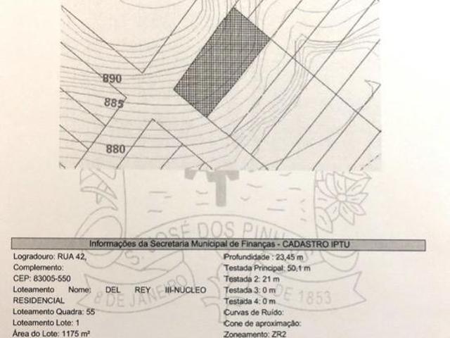 Terreno para venda em Del Rey em São José Dos Pinhais Paraná de 1175.00m²