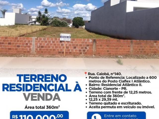 Terreno Venda Cianorte PR Residencial Atlântico II
