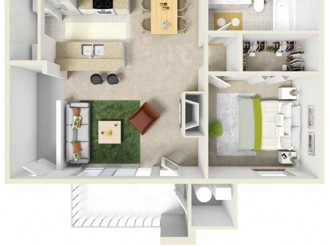 The Courtyards 1 Bedroom Apartment for Rent at 6748 E 91st St, Tulsa, OK 74133