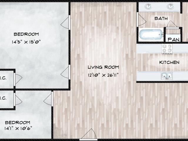 The Diana Apartments 2 Bedroom Apartment for Rent at 420 W 11th St, Tulsa, OK 74119