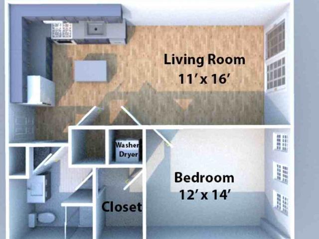 The Luna Flats 1 Bedroom Apartment for Rent at 615 Main St, Lafayette, IN 47901 Downtown Lafayette