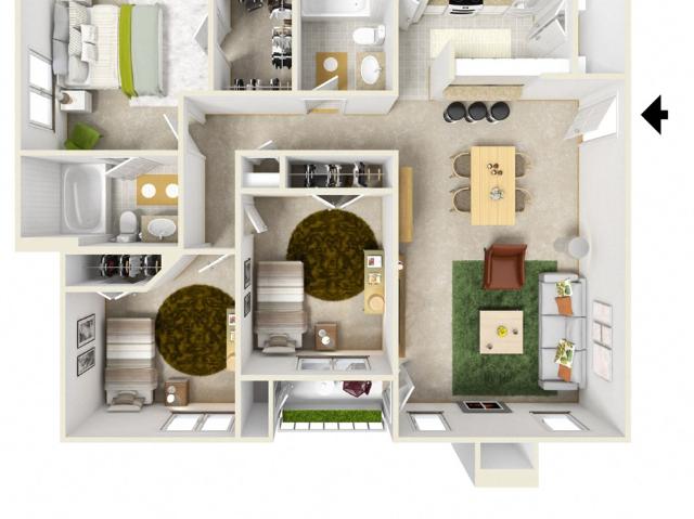 The Pointe Of Ridgeland 3 Bedroom 2 Bath
