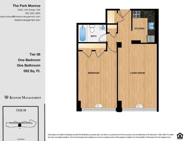 The Park Monroe 1 Bedroom Apartment for Rent at 3300 16th St Nw, Washington, DC 20010 Mount Pleasant