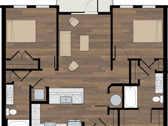 The Tennyson at the Lamar 2 Bedroom Apartment for Rent at 1478 Main St, Oxford, MS 38655