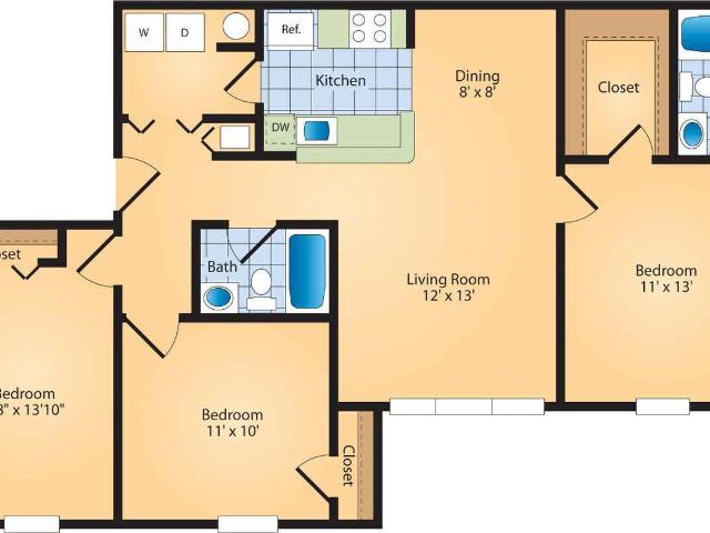 Townsend Square 3 Bedroom Apartment for Rent at 1100 Townsend Blvd, Fredericksburg, VA 22401
