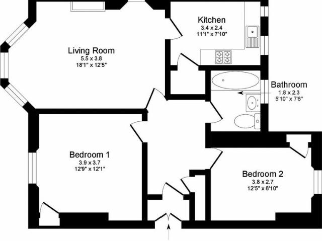 Two bedroom tenement by Alexandra Park