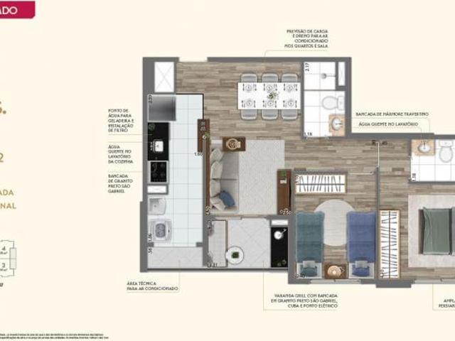 ÚLTIMA UNIDADE, 56m² útil, 3 dormitórios sendo 1 suíte, 2 vagas demarcadas, lazer completo, no Moru