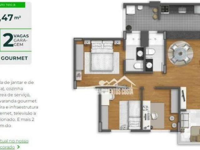 Unidades de apartamentos com 03 dormitórios sendo 01 suíte à venda a partir R$ 550.000 Edifício