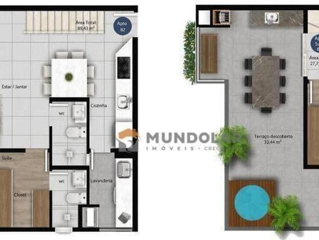Unidades simples, duplex e com terraço