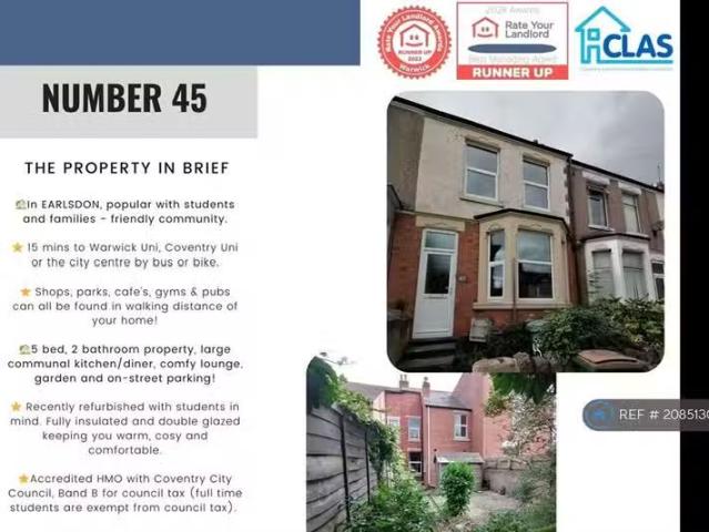 Nice 2 BA 5 bedroom terraced house for rent in Queensland Aven.