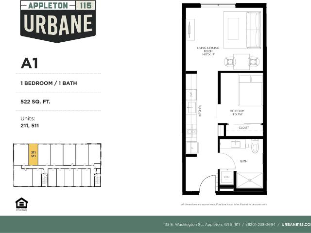 Urbane115 Apartments 2 Bedroom Apartment for Rent at 115 E Washington St, Appleton, WI 54911 Downtown Appleton