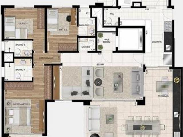 Venda de Apartamento de alto padrão em Moema, com 3 terraços: um gourmet, um da suíte master e um d