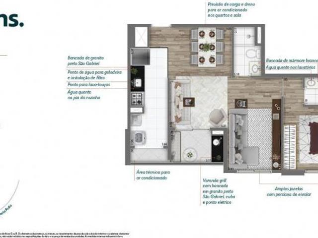 Venda de Apartamentos em Empreendimento no Morumbi, com apartamentos de 56mts, 2 dormitórios, sendo