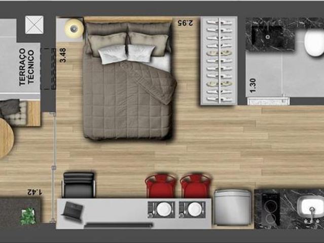 Venda de STUDIO, em Pinheiros, 26,42 m² útil,1suíte,cozinha,terraço, lazer completo a 250 mts do Met