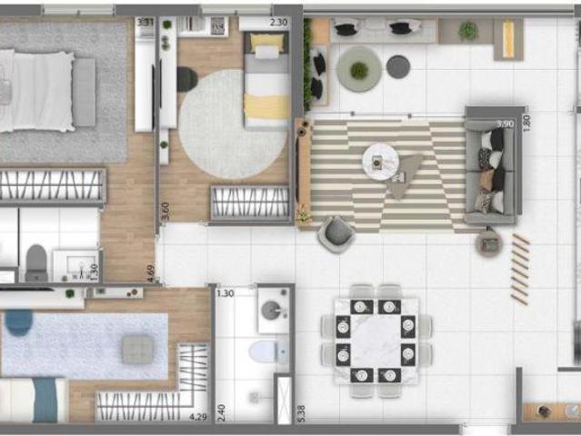 Vendo apartamento em Aphaville 3 dormitórios 1suíte 89m² GREEN VALLEY