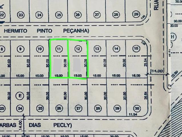 Vendo oportunidade! TERRENO 450m2 15m X 30m na Rua Hermito Pinto Pessanha. Podendo Construir