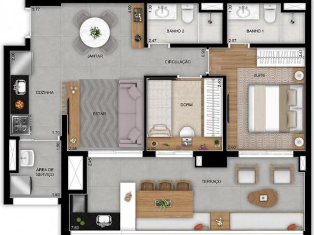 Vila Prudente, 77m,²1 suíte, 1 vaga, condomínio Club, andar alto
