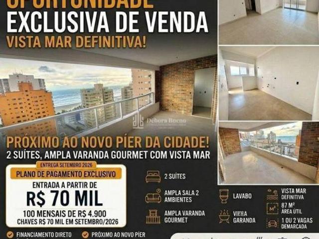 Vista Mar,2 Dorm,2Suítes,1Vaga,Sacada Gourmet,Lazer Completo,Entrada de Apenas R$ 70Mil,Novinho e Pr