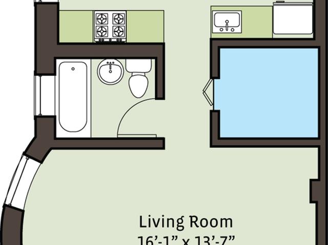 Woodlawn Terrace Studio Apartment for Rent at 4726 S Woodlawn Ave, Chicago, IL 60615 Kenwood