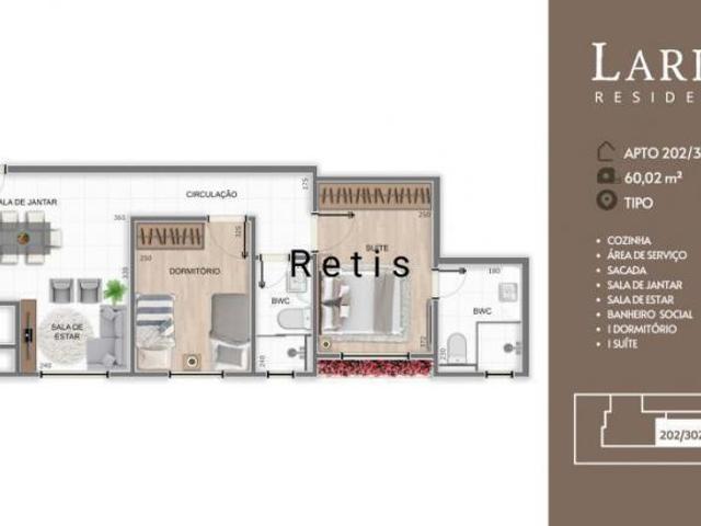 🔑  Apartamento com 2 dormitórios, sendo 1 suíte, sacada, churrasqueira | 60,02 m² em Pinhais