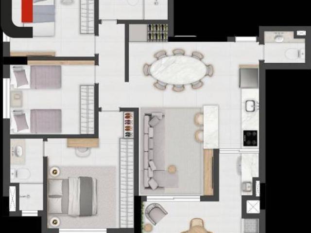 Zenit Apto 91m² 3 quartos, sacada gourmet e 2 vagas no Água Verde