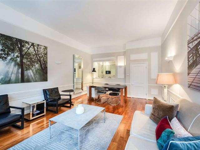 A modern two bedroom apartment situated on the second floor of a handsome period building in the heart of South Kensington moments from Hyde Park