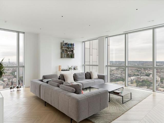 A lateral, three bedroom apartment with views of the city skyline in the Atlas Building, EC1V