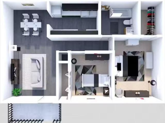 Acadian Point Apartments B1 2 BEDROOM 1 BATH