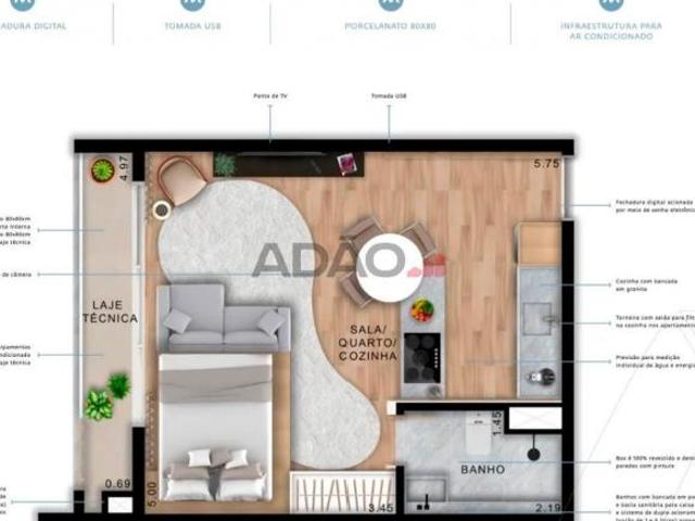 Ágio Apartamento Studio Setor Bueno Apartamento com 1 Quarto s por R$ 450000.00 no setor Setor Buen