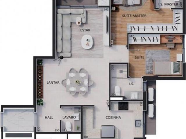 Agua Verde Apart. novo com 2 suites varanda com churrasqueira 2 vagas 95,28m² privativos