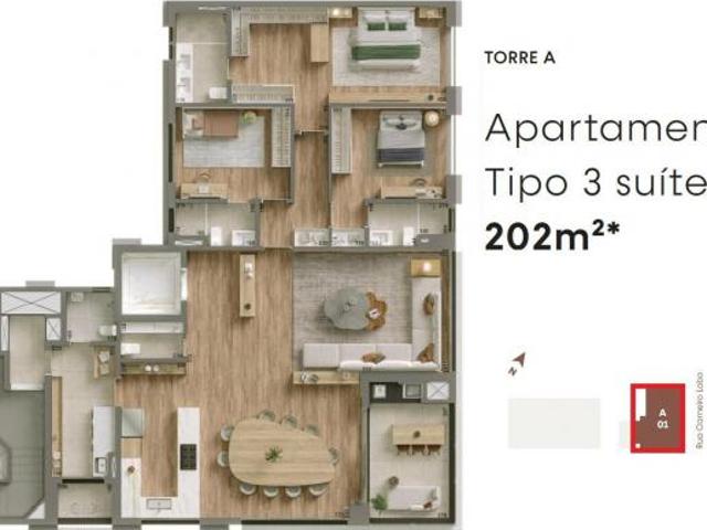Agua Verde Apart. com 3 suites ao lado do Clube Curitibano