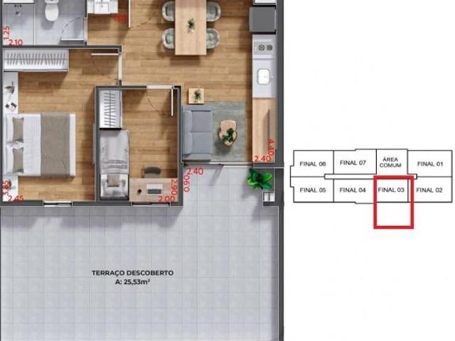 Agua Verde Garden novo com 2 quartos 66,13m² privativos