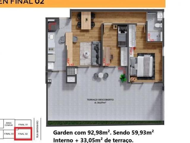 Agua Verde Garden novo com 2 quartos 92,98m² privativos