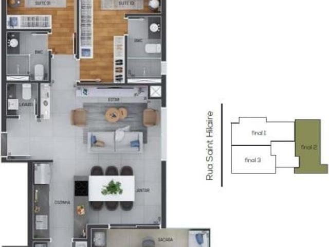 Agua Verde 2 suites 2 vagas 89m² em frente ao C. Curitibano