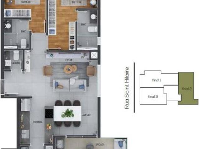 Agua Verde 2 suites 2 vagas 89m² em frente ao C. Curitibano