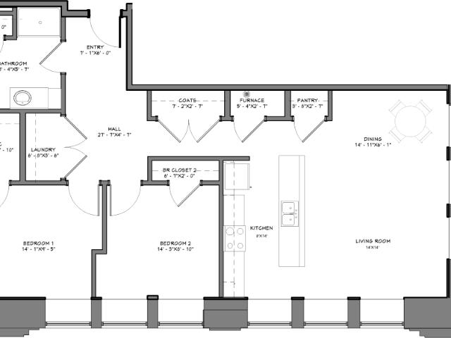 Albert Kahn 2 Bedroom Apartment for Rent at 214 S Jackson St, Jackson, MI 49201