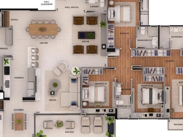 Alto Padrao Parque Barigui Apart. com 4 quartos 231 m² privativos