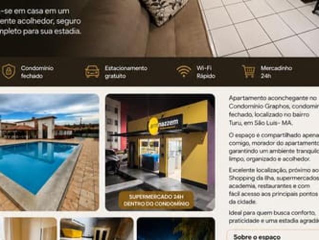 Alugo quarto de Apartamento, compartilhado comigo