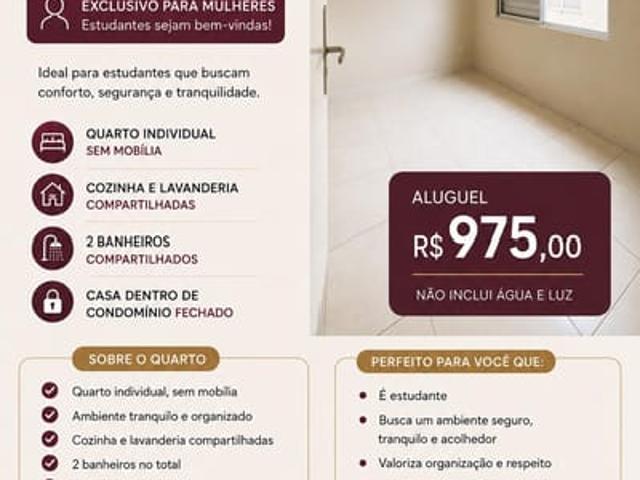Alugo quarto em condomínio