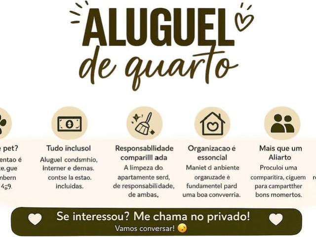 Alugo Quarto no bairro Água verde