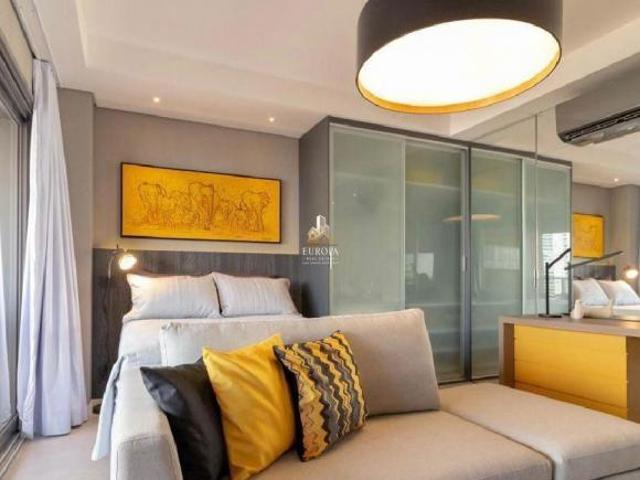 Aluguel de Studio 41m² Mobiliado Varanda e 1 vaga Andar Alto no Brooklin