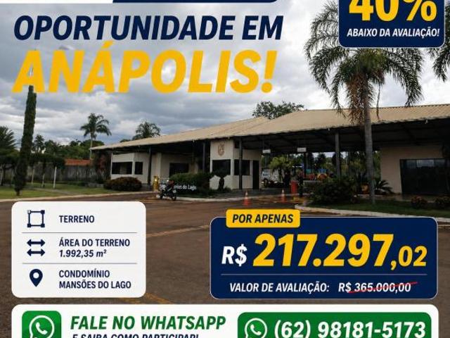 Anápolis GO Lote Condomínio Mansões do Lago