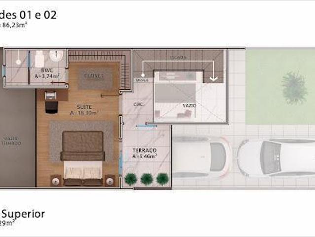 asa 3 dormitórios, suíte no ático com sacada, 86m², sala integrada com cozinha, 2 vagas de garagem