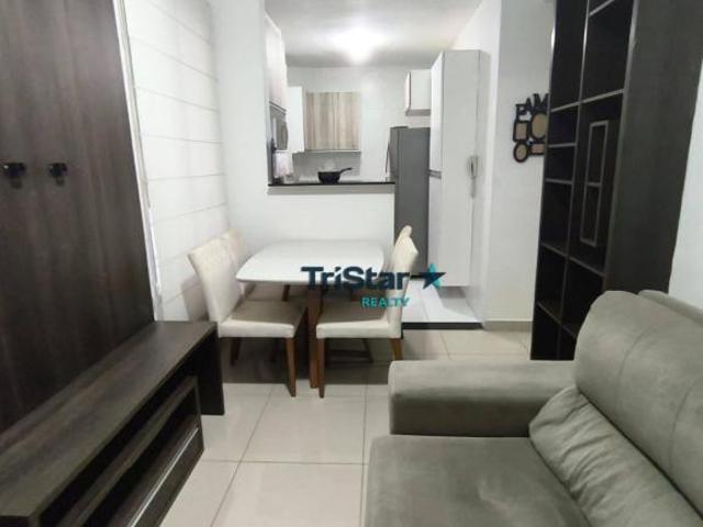 AP0383 APARTAMENTO À VENDA COM PLANEJADOS E MOBILIADO EM CONDOMINIO FECHADO AU. 49m² SOLAR DOS
